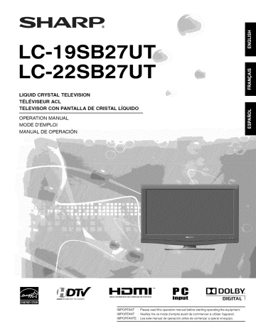 Sharp LC-19SB27UT LCD Television Owner's Manual | Manualzz