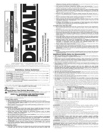 DeWalt DW511 TYPE 5 Hammer Drill Owner's Manual | Manualzz