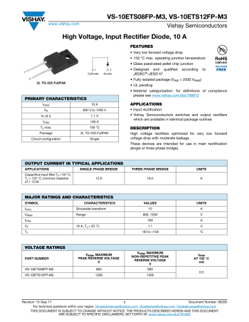 Vishay VS-10ETS08FP-M3 Data Sheet | Manualzz