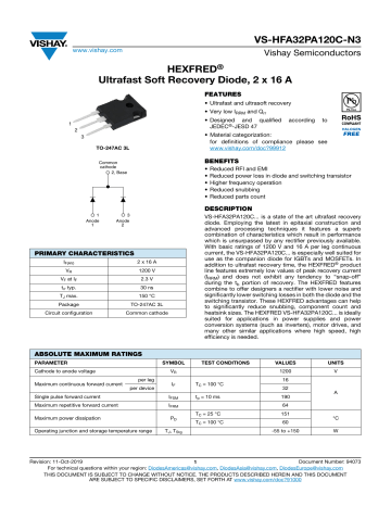 Vishay VS-HFA32PA120C-N3 Data Sheet | Manualzz