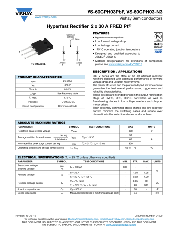 Vishay VS-60CPH03-N3 Data Sheet | Manualzz