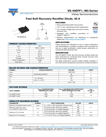 Vishay VS-40EPF10-M3 Data Sheet | Manualzz