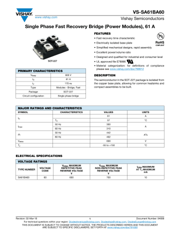 Vishay VS-SA61BA60 Data Sheet | Manualzz