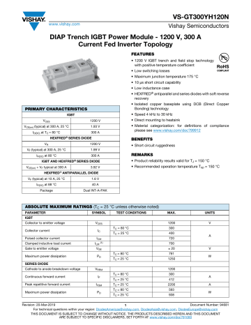 Vishay VS-GT300YH120N Data Sheet | Manualzz