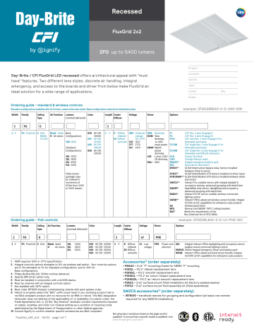 Day-Brite CFI FluxGrid Recessed LED Specifications | Manualzz