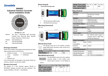 3onedata SW485C Passive Pocket RS-232 to RS-485/422 Interface Converter ...