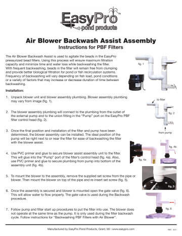 EasyPro PBF Air Blower Backwash Assist Assembly Instructions | Manualzz