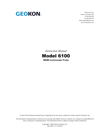 Geokon 6100 MEMS Inclinometer Probe Owner's Manual | Manualzz