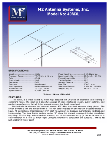 M2 Antenna 40M3L Manual | Manualzz