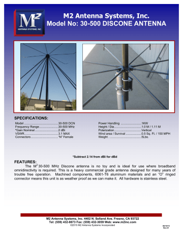 M2 Antenna 30-500-DCN Manual | Manualzz