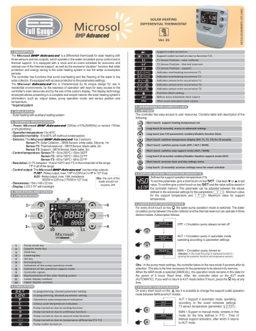 Full Gauge Controls Microsol BMP Advanced Manual | Manualzz