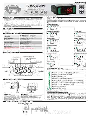 Full Gauge Controls TC-900E 2HP Manual | Manualzz