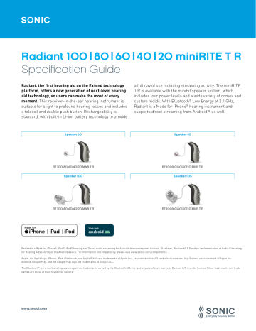 Sonic Radiant miniRITE T R Specification Guide | Manualzz