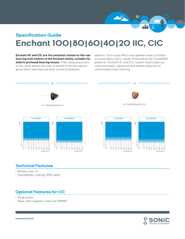 Sonic Enchant IIC/CIC Specification Guide | Manualzz