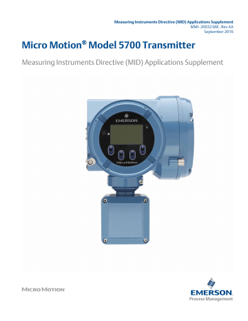 Micro Motion Model 5700 Transmitter Measuring Owner's Manual | Manualzz