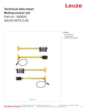 Leuze Set-AC-MTX.2-2S Muting-Sensor-Set Product sheet | Manualzz