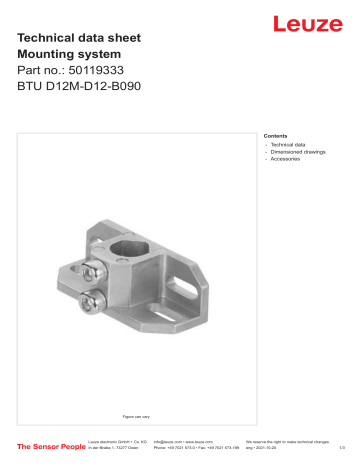 Leuze BTU D12M-D12-B090 Montagesystem Product sheet | Manualzz