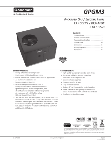 GOODMAN GPGM34208041 3.5 Ton Cooling / 80,000 BTU Heating, 13.4 SEER2 ...