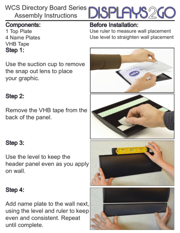 Displays2go WCSBK85S4 Curved Adhesive Wall Sign Holder Assembly Instructions | Manualzz