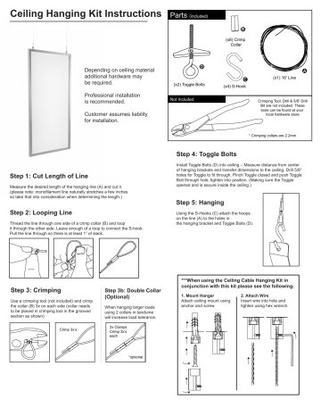 Displays2go MONO16KIT Sign Hanging Hardware Instructions | Manualzz