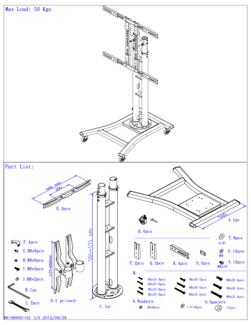 Displays2go MBTVSBK2SS Flat TV Stands Assembly Instructions | Manualzz