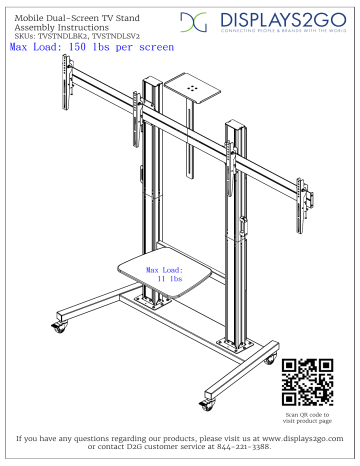 Displays2go TVSTN80BK2 TV Stand Assembly Instructions | Manualzz