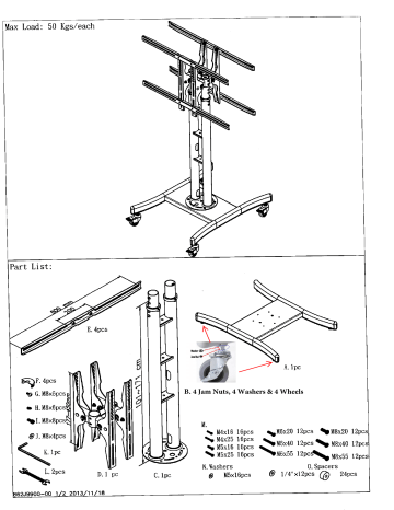 Displays2go DTVM862BK Dual TV Stand Assembly Instructions | Manualzz