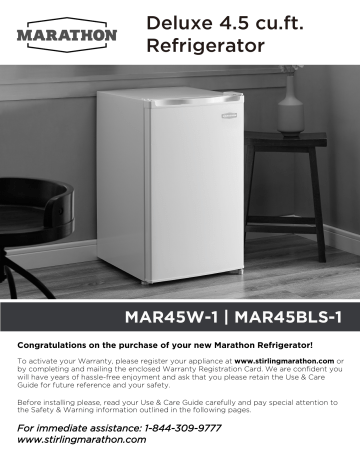 Marathon MAR45BLS-1 Compact Refrigerator Owner's Manual | Manualzz