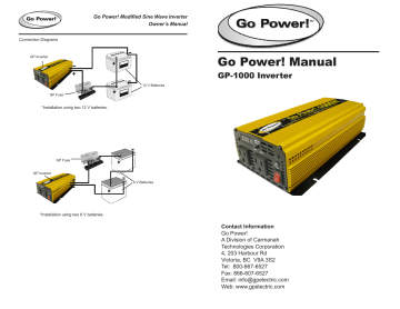 Go Power GP-1000 Modified Sine Wave Inverter User Manual | Manualzz