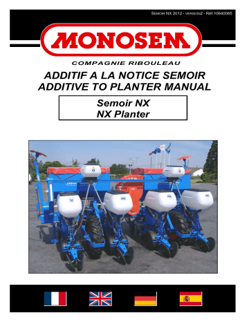 Monosem Additif-semoir-NX Pneumatic planter Owner's Manual | Manualzz