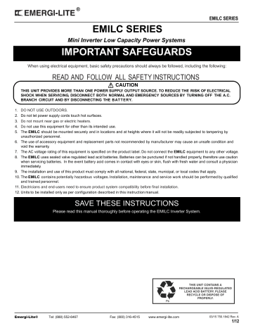 Emergi-Lite Low Capacity Mini Inverter Remote Fixture Instruction ...