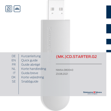 Simons Voss Programming device Quick guide | Manualzz