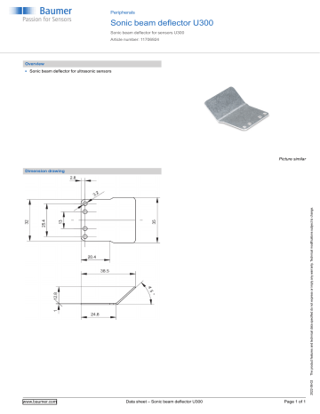 Baumer Sonic beam deflector U300 Peripheral Data sheet | Manualzz