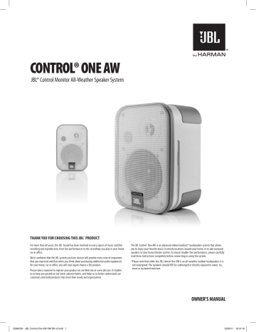 JBL CONTROL 1AW (ONE) Speakers Owner's Manual | Manualzz
