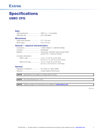 Extron USBC CFG Specifications | Manualzz