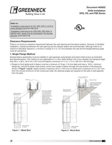 Greenheck 463622 Grille Installation and Operation Manual | Manualzz