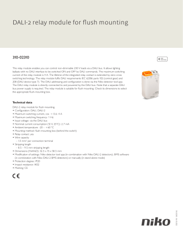 Niko 310-02310 DALI-2 relay module Datasheet | Manualzz
