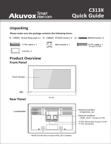 Akuvox C313 Quick guide | Manualzz