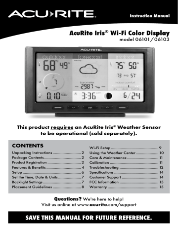 Acurite AcuRite Iris® Display Quick Start GuideAcuRite Iris® Display ...