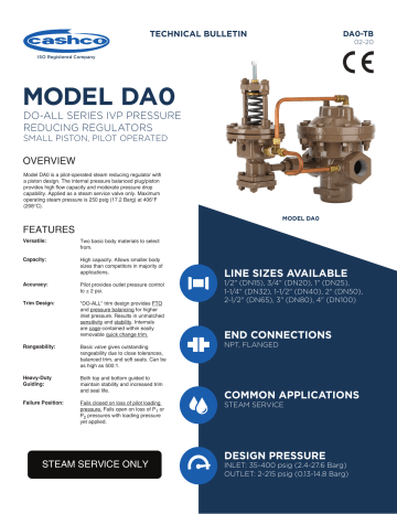 Cashco DA0 Tech Bulletin | Manualzz