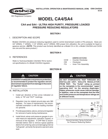 Cashco CA4 & SA4 IOM Manual | Manualzz