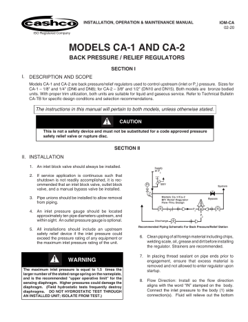 Cashco CA1 & CA2 IOM Manual | Manualzz