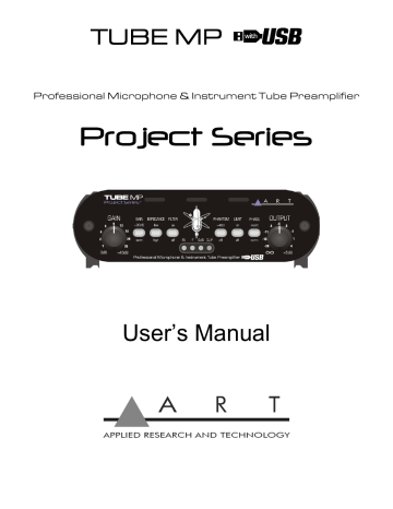 Art Pro Audio Tube MP Project Series User manual | Manualzz