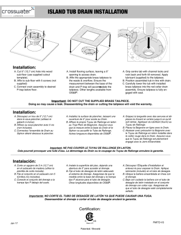 Crosswater ITD5135 Island Tub Drain Installation Instructions | Manualzz