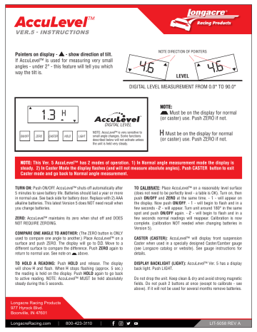 Longacre AccuLevel™ Pro Model Digital Level Instructions | Manualzz