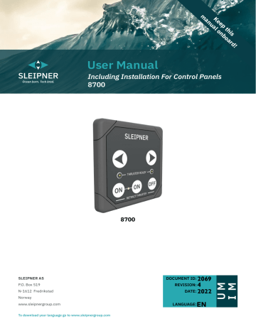 Sleipner 8700 Control panel Installation Manual | Manualzz