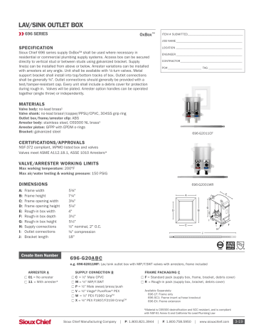 Sioux Chief OxBox™ Lavatory Outlet Box Spec Sheet | Manualzz