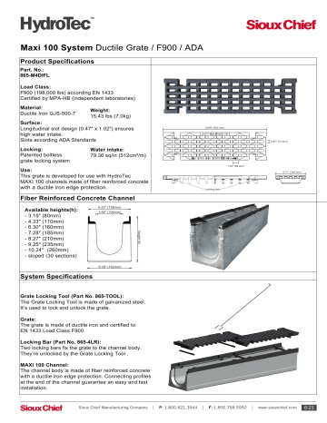 Sioux Chief HydroTec™ Maxi 100 System Spec Sheet | Manualzz