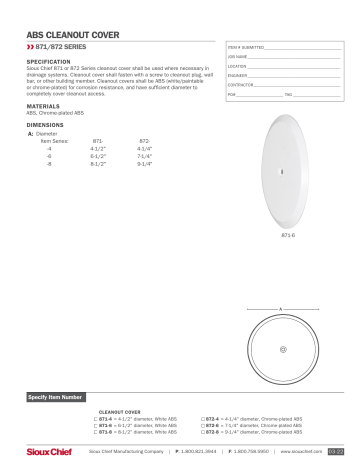 Sioux Chief Cleanout Cover Spec Sheet | Manualzz