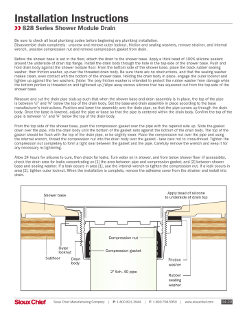 Sioux Chief No Caulk Shower Module Drain Installation Instructions